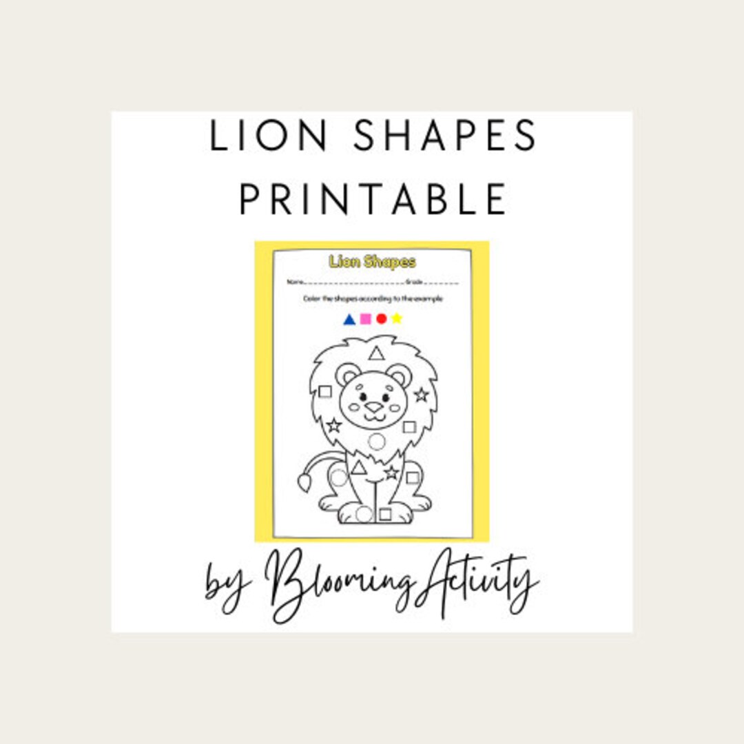 Lion Shapes Printable Coloring Sheet for Kid's - Shapes Learning - Etsy