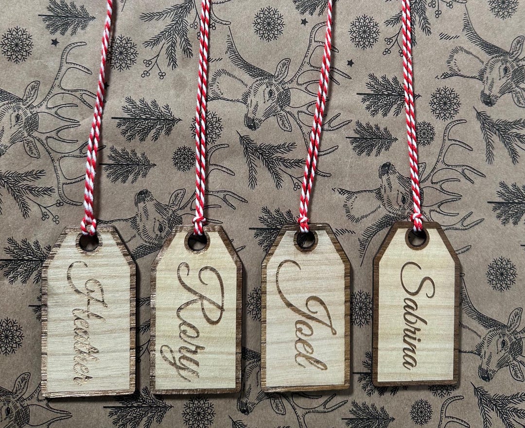 Custom Engraved Gift Tag Label Christmas Holidays Present Stocking and ...