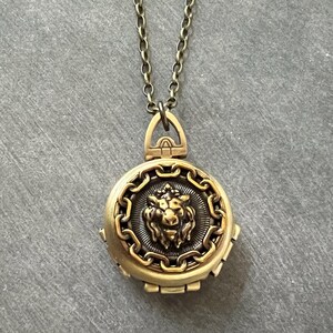 Lion Head Locket Necklace Leo Birthday Gift Courage Strength Lion Cat ...