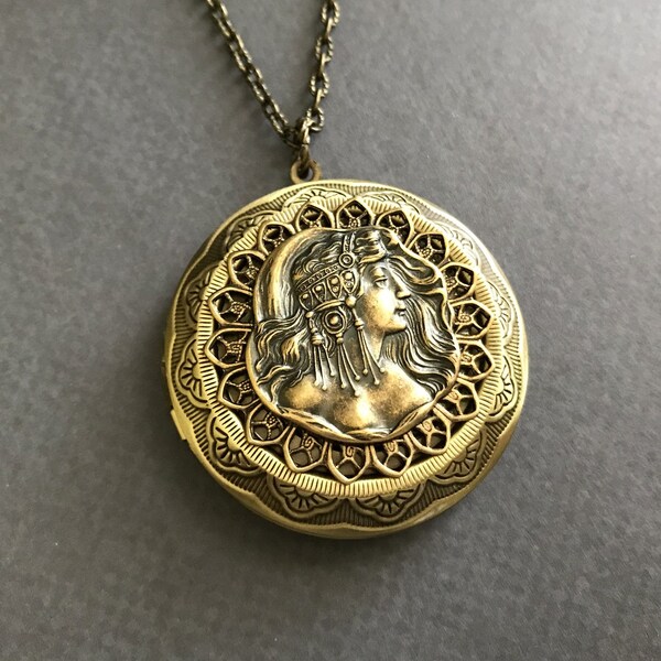 Long Locket Necklace - Etsy