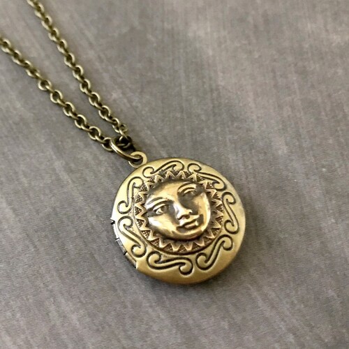 Full Moon Locket Celestial Necklace Man in the Moon Unisex - Etsy