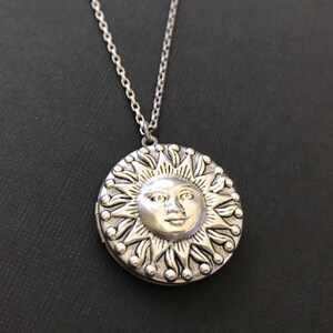 Silver Sun Hidden Locket Bright Star Unisex Gift Celestial Necklace Men ...