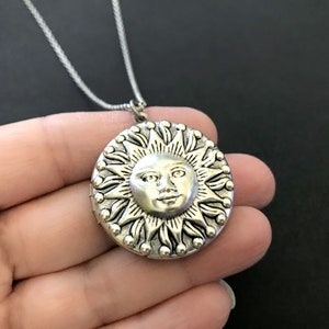 Silver Sun Hidden Locket Bright Star Unisex Gift Celestial Necklace Men ...