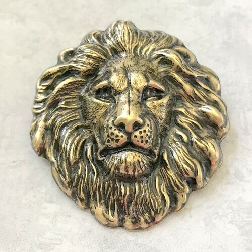 Lion Head Pin Leo Birthday Gift Zodiac LARGE Lion's Mane - Etsy