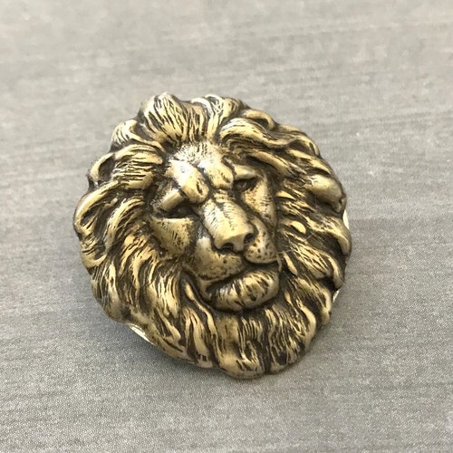 Small Gold Lion Brooch Antique Gold Lion Pin Leo Birthday - Etsy