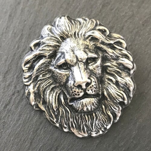 Large Lion Brooch Silver Lion Pin Lion's Mane Leo Birthday - Etsy