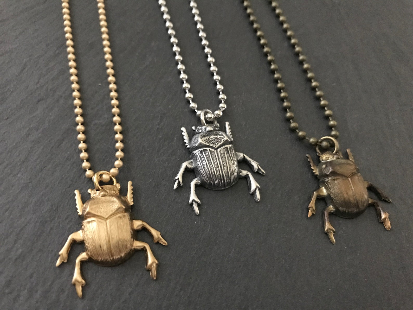 Beetle Necklace Silver Bug Patina Insect Gold Beetle Scarab - Etsy
