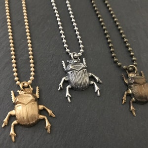 Beetle Necklace Silver Bug Patina Insect Gold Beetle Scarab Pendant ...
