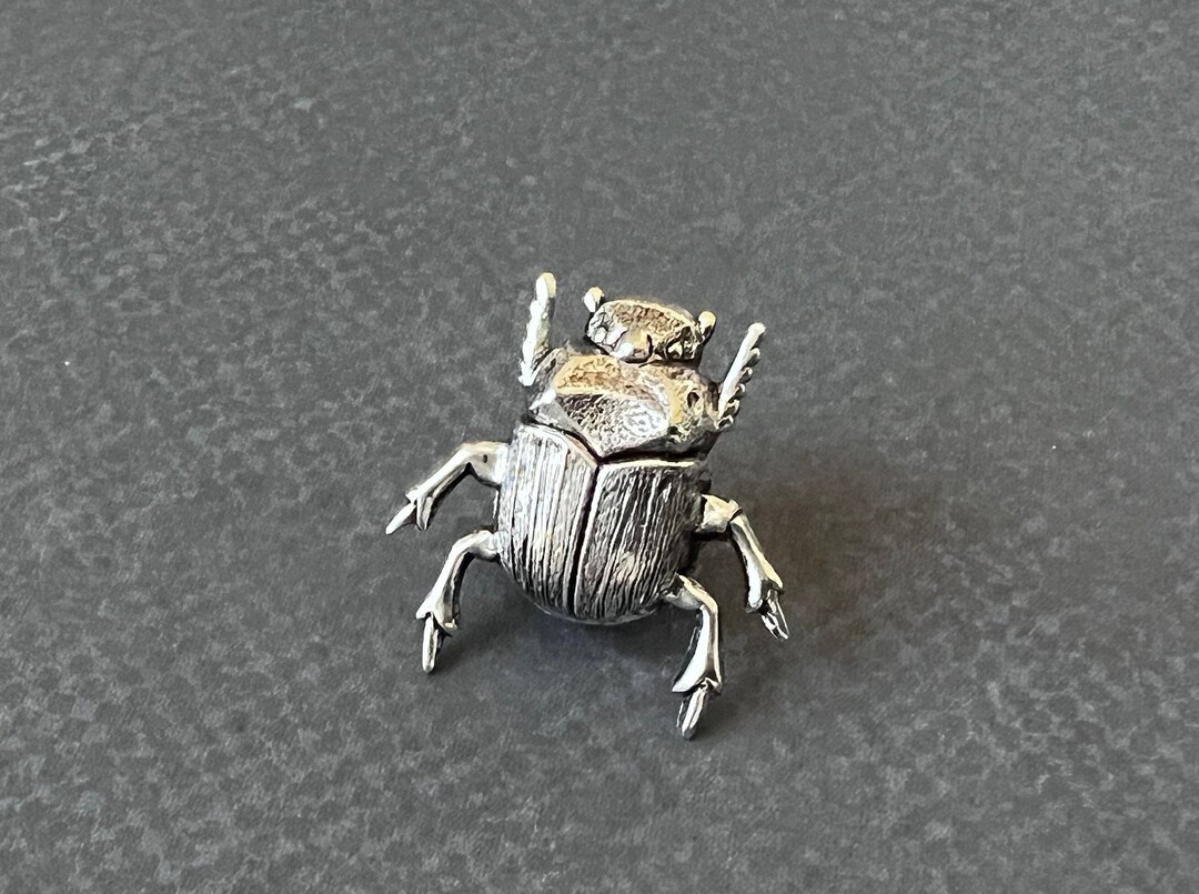 Beetle Tie Tack, Silver Beetle Brooch, Bug Lapel Pin, Brass Bug, Creepy ...