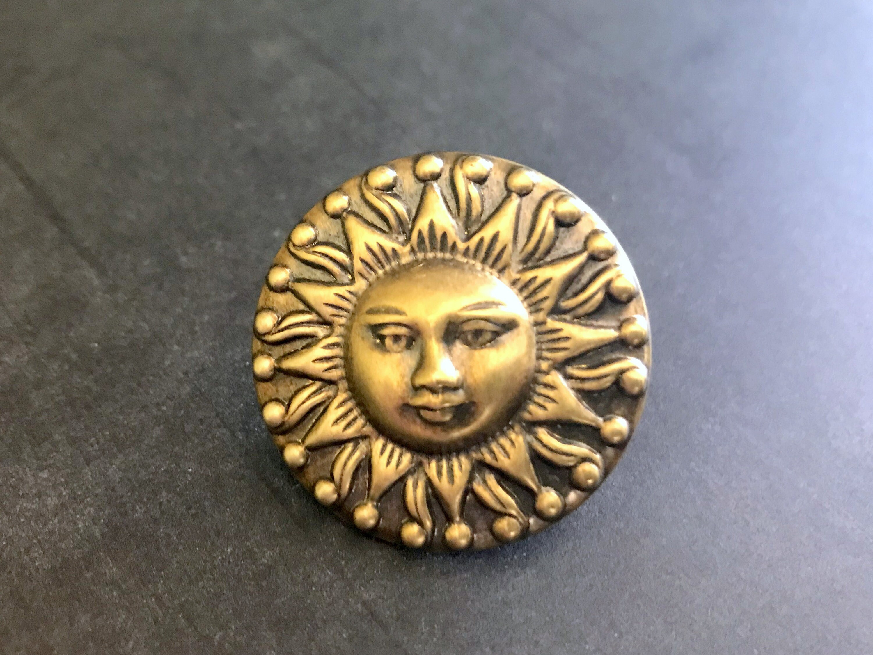 Bold Sun Brooch Celestial Pin Tie Tack Back Large Sun Face | Etsy