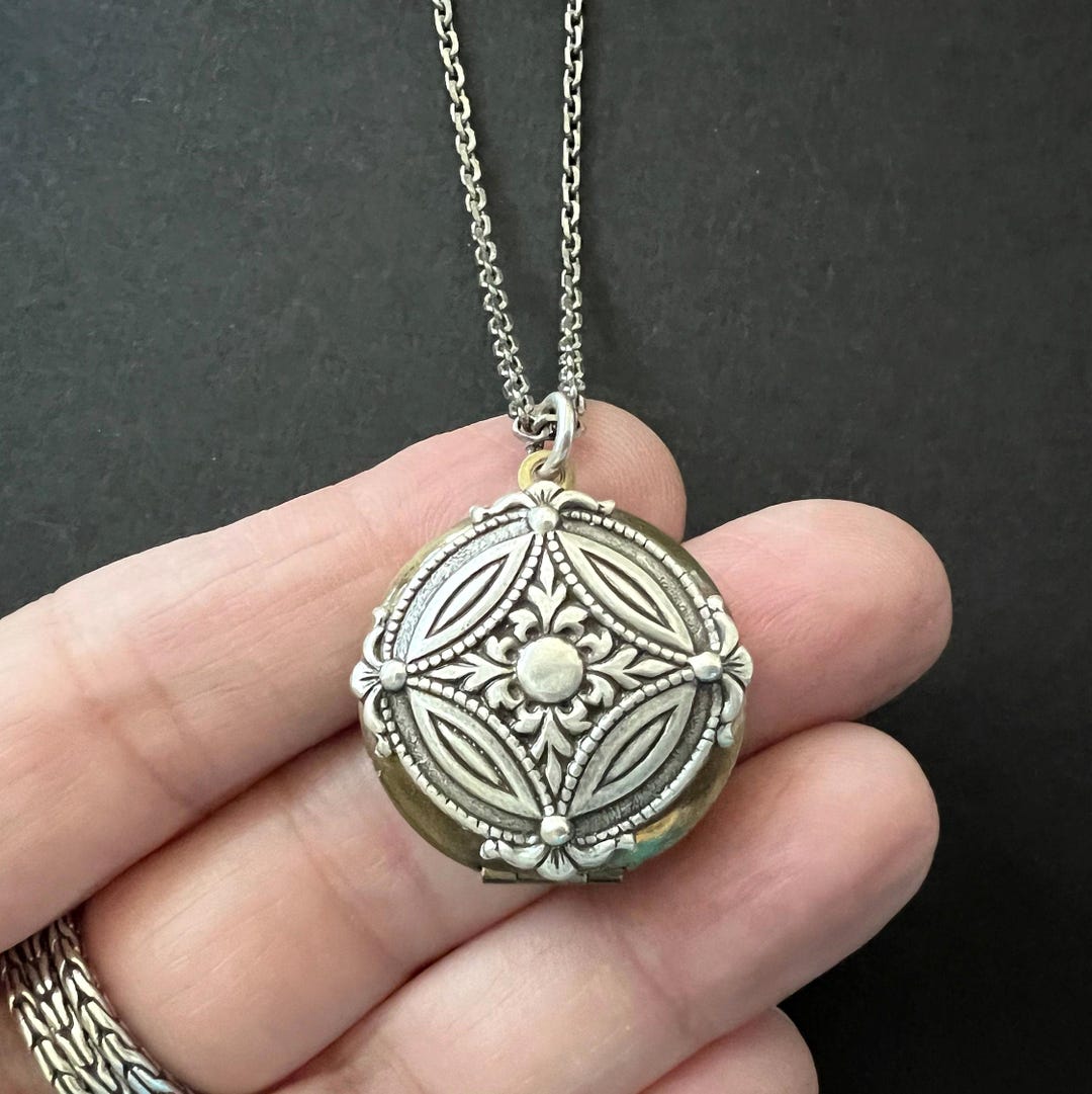 Shield Locket Compass Points Raw Brass Locket Medieval Unisex Men's ...