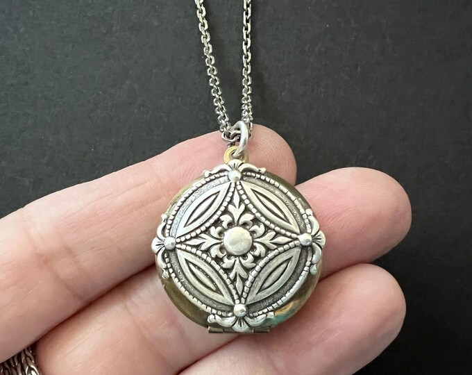 Shield Locket Compass Points Raw Brass Locket Medieval Unisex Men's ...