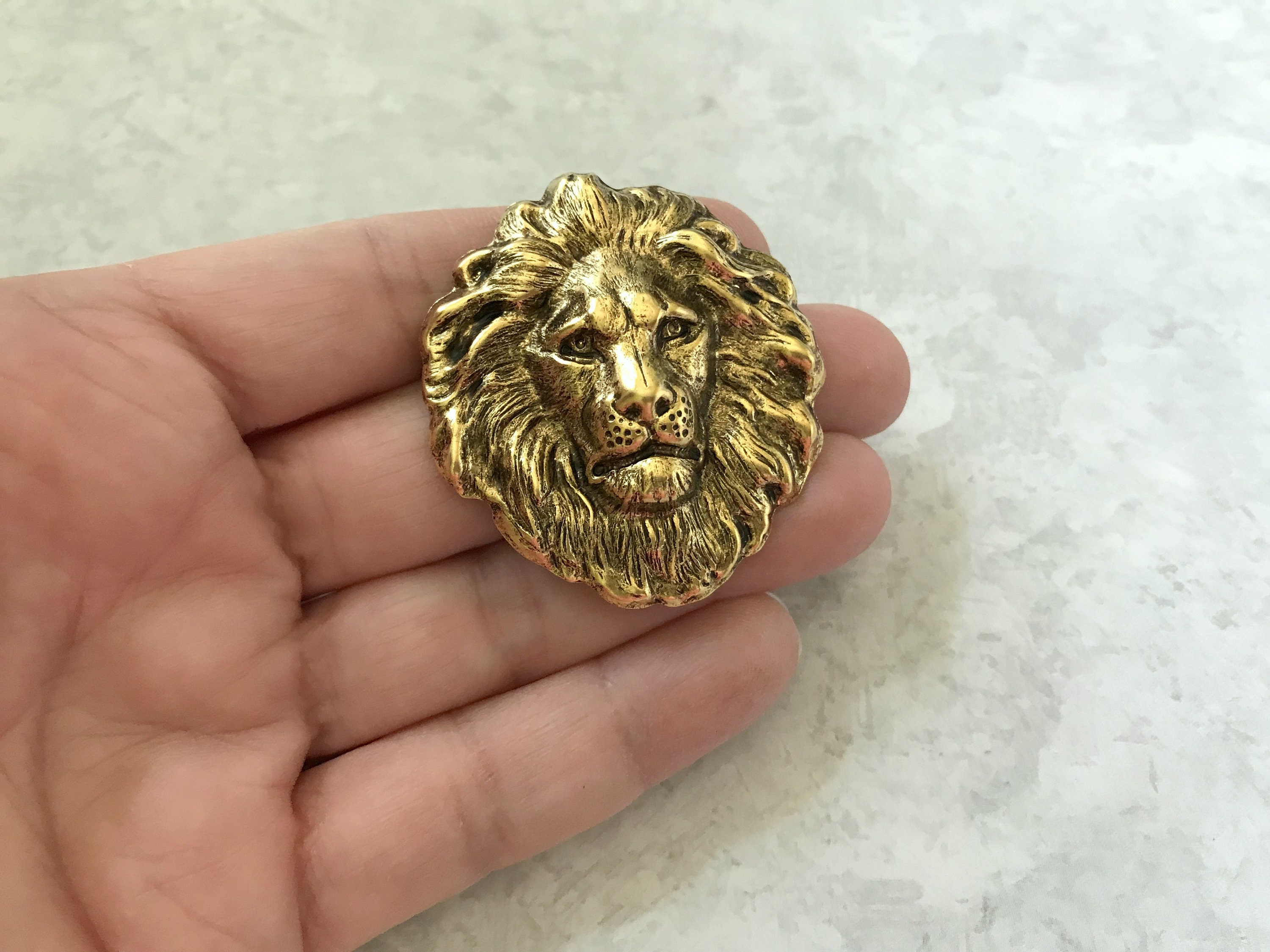 Large Gold Lion Pin Leo Birthday Zodiac Lion's Mane Brooch - Etsy UK
