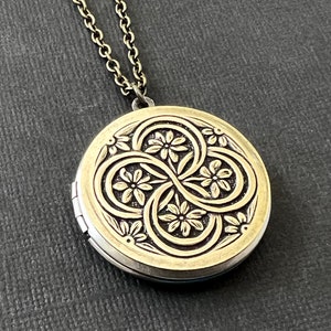 Celtic Floral Locket Necklace Round Pendant Celtic Jewelry Bridesmaid ...
