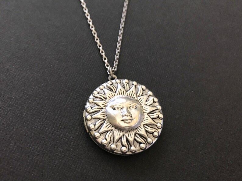 Silver Sun Hidden Locket Bright Star Unisex Gift Celestial | Etsy