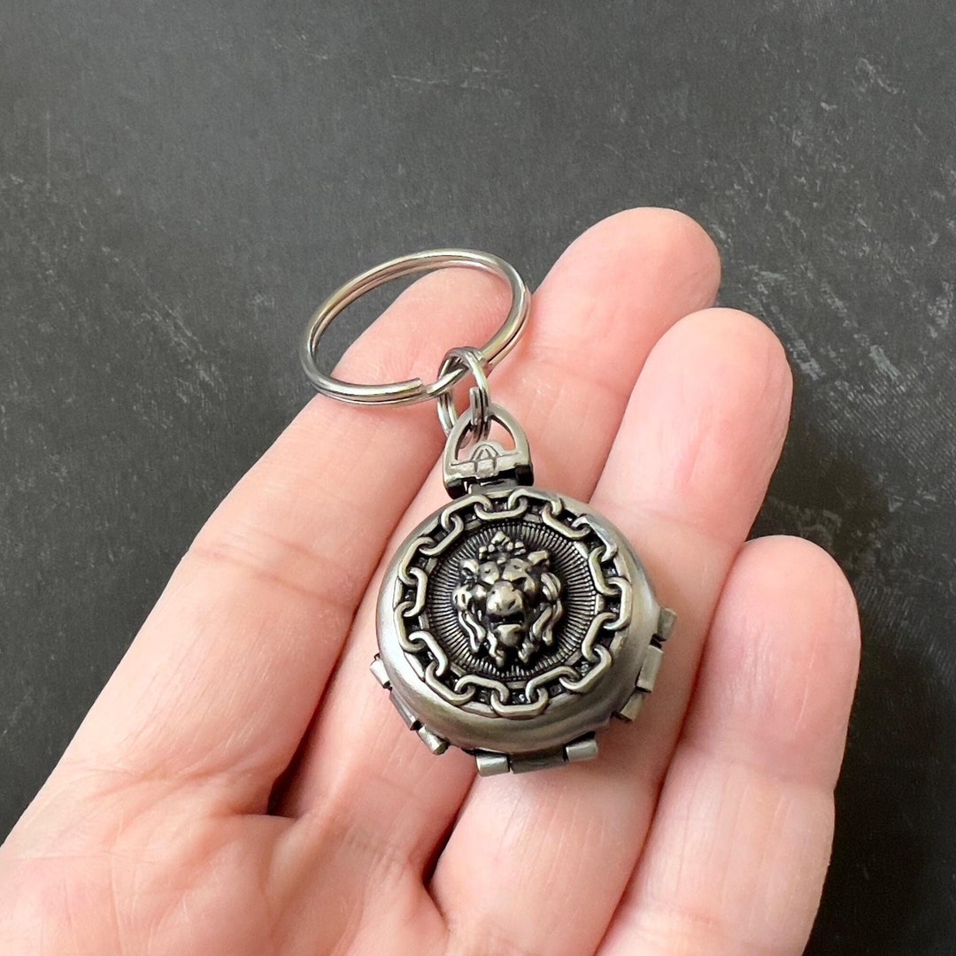 Lion Head 4 Photo Locket Key Ring Leo Birthday Gift Men’s Locket Lion ...
