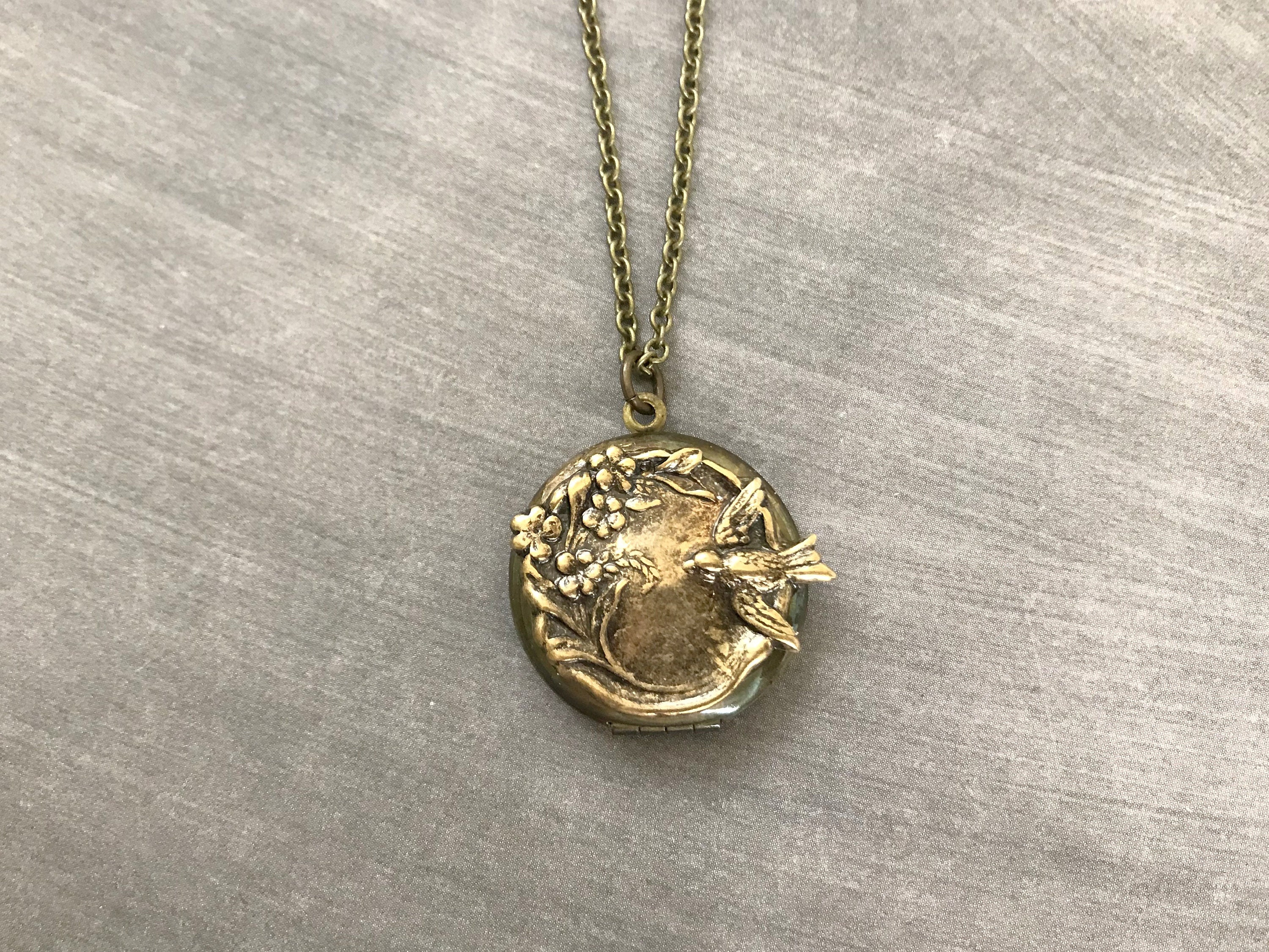 Vintage Bird Locket Hidden Locket Nature Necklace Unisex | Etsy