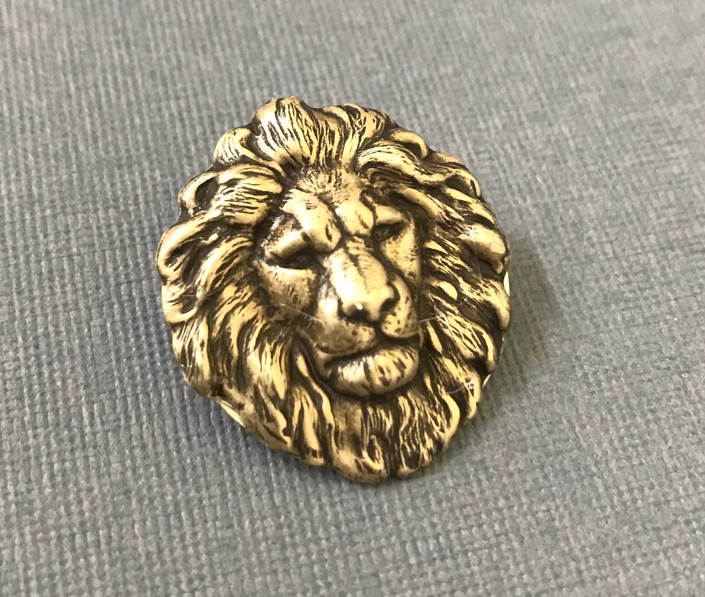 Small Gold Lion Brooch Antique Gold Lion Pin Leo Birthday - Etsy