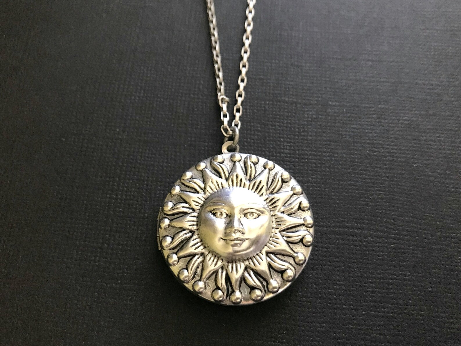 Silver Sun Hidden Locket Bright Star Unisex Gift Celestial | Etsy