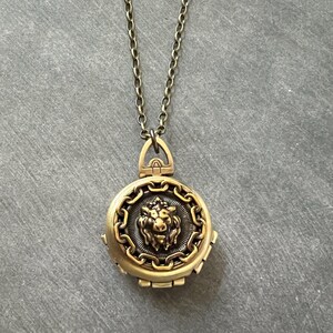Lion Head Locket Necklace Leo Birthday Gift Courage Strength Lion Cat ...