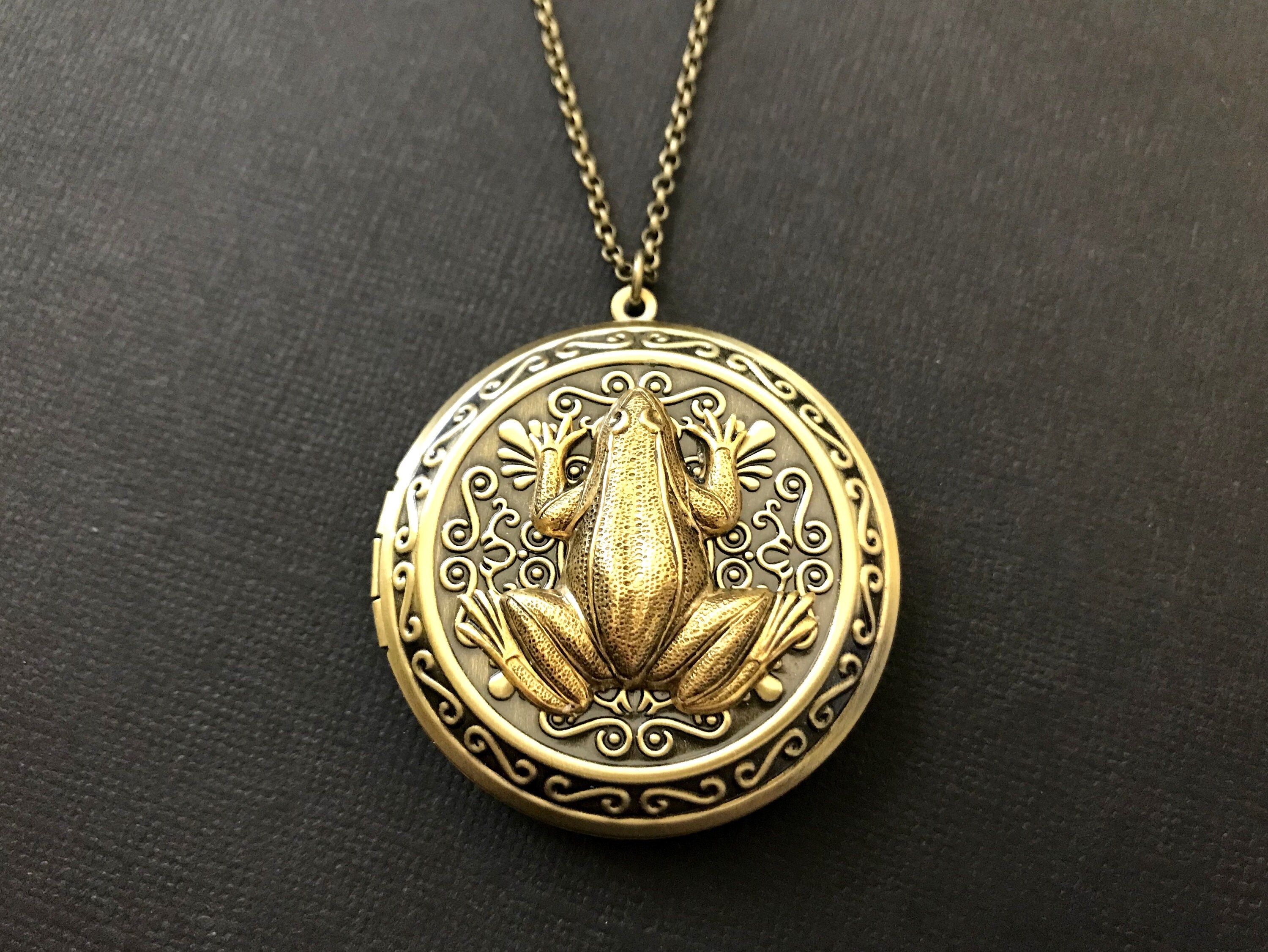Gold Frog XL Locket Toad Pendant Necklace Statement Jewelry - Etsy UK