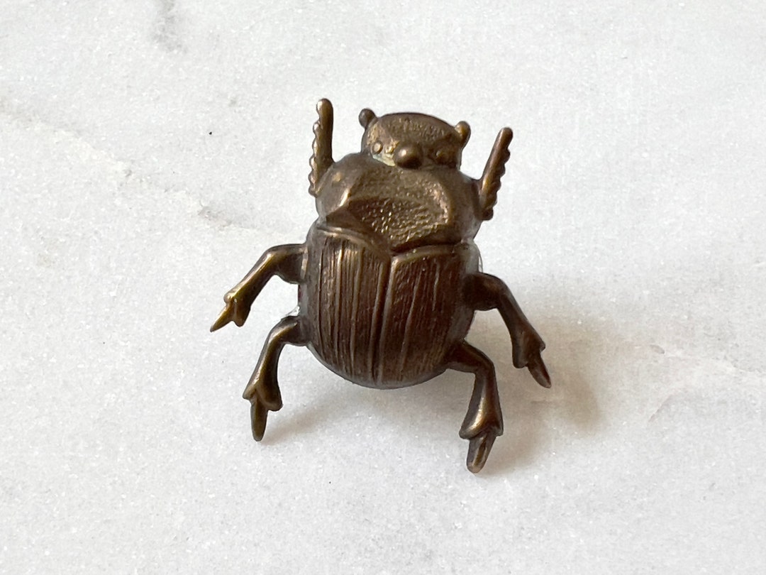 Beetle Tie Tack Dark Patina Insect Lapel Pin Brass Bug Hat Pin Creepy ...