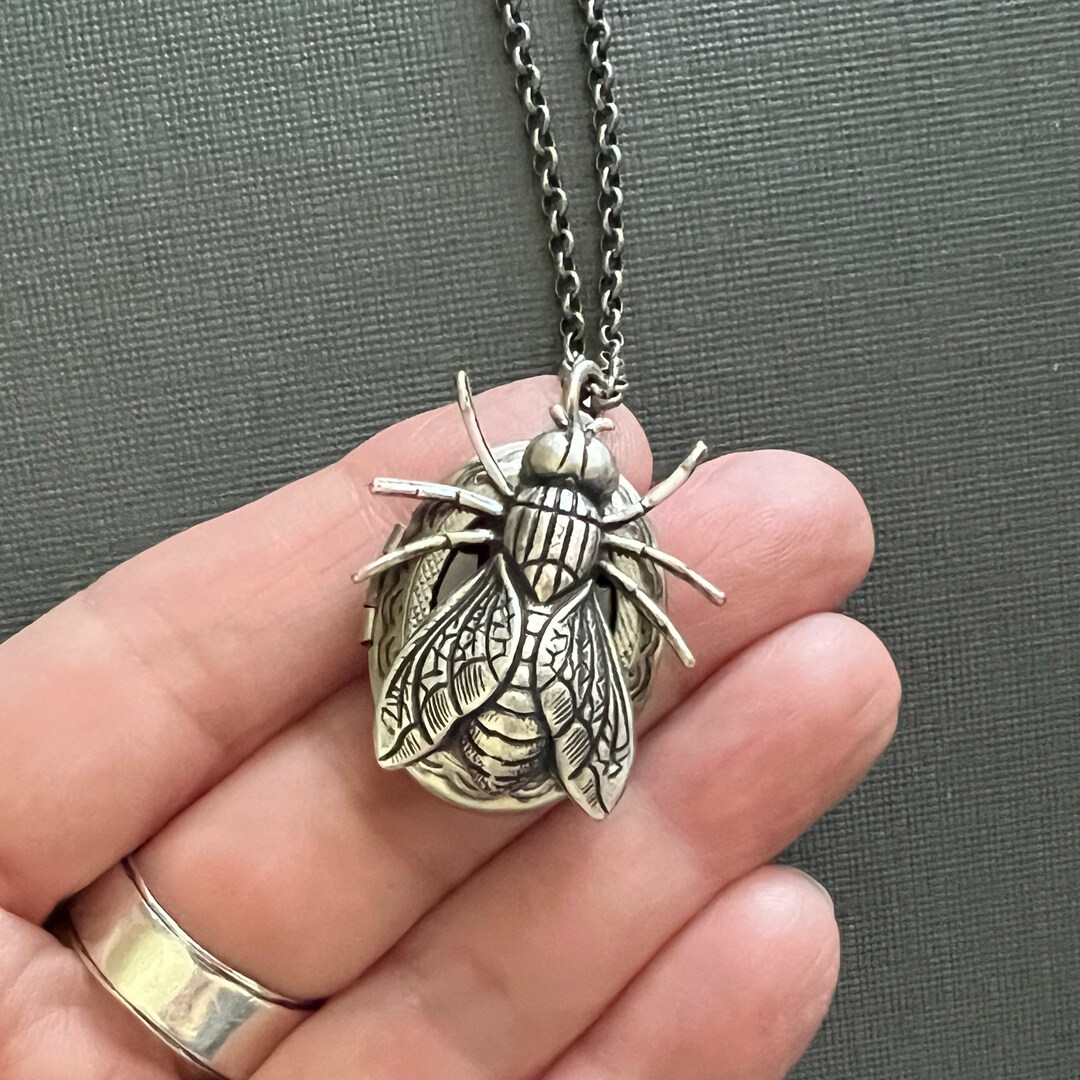 Silver Fly Oval Locket, Insect Wings, Goth Insect Jewelry, Entomologist ...