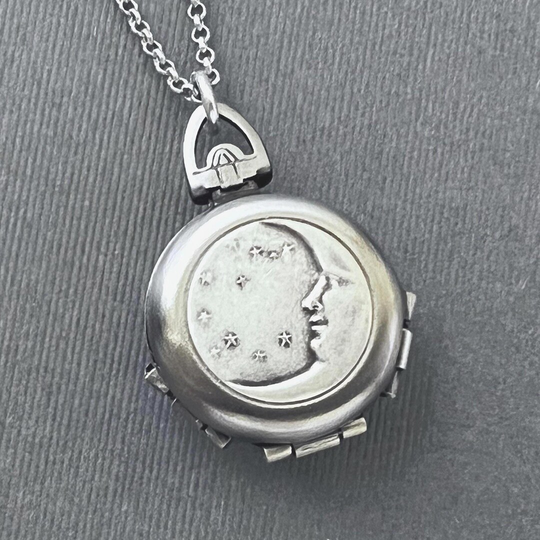 Celestial Locket 4 Photo Folding Men's Locket Crescent Moon Stars ...
