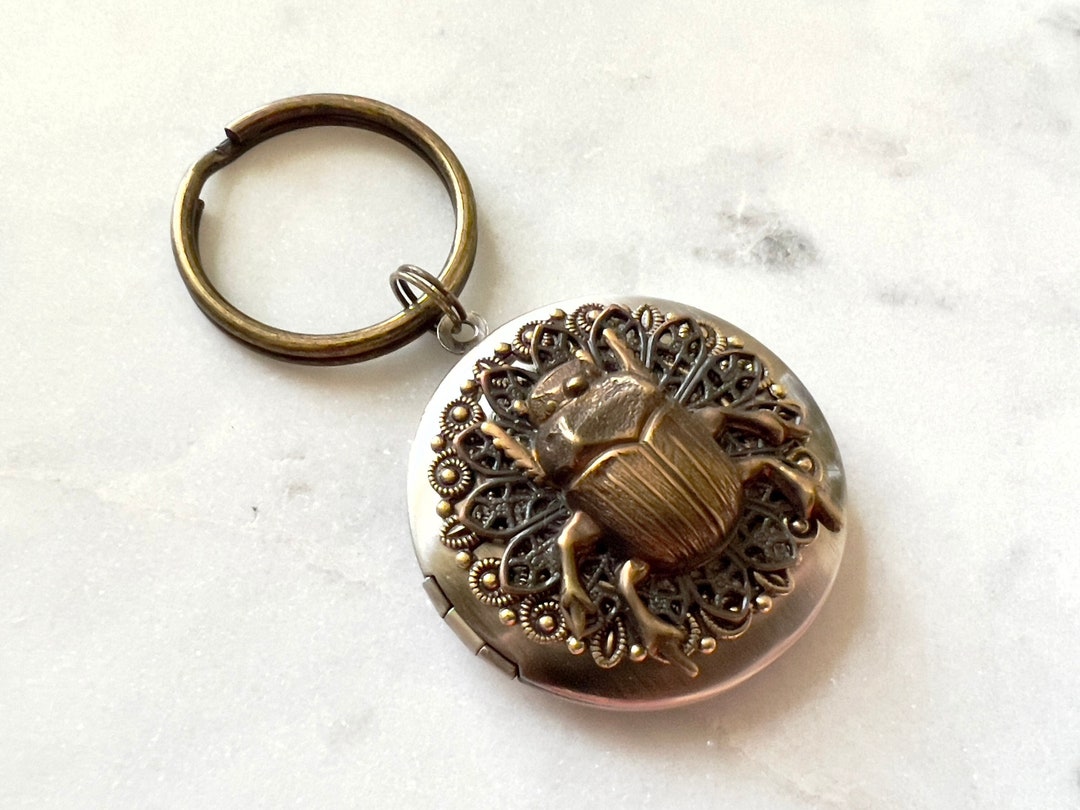 Beetle Locket Key Ring Dad's Bug Photo Locket Key Holder Men's Key Ring ...