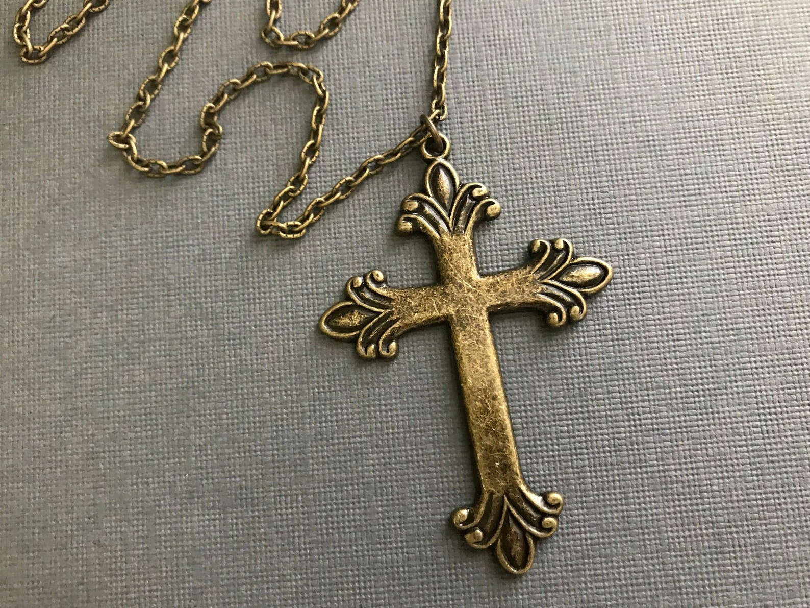 Rustic Cross Necklace Unisex Jewelry Large Religious Cross - Etsy