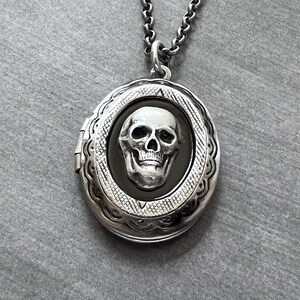 Silver Skull Locket Necklace Day of the Dead Dia De Los Muertos Gothic ...