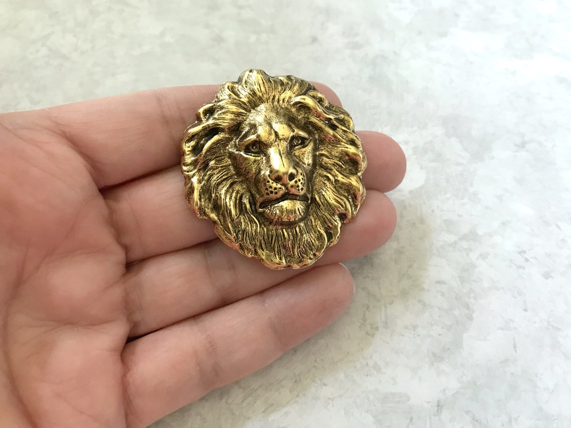 Lion Head Pin Leo Birthday Gift Zodiac LARGE Lion's Mane - Etsy