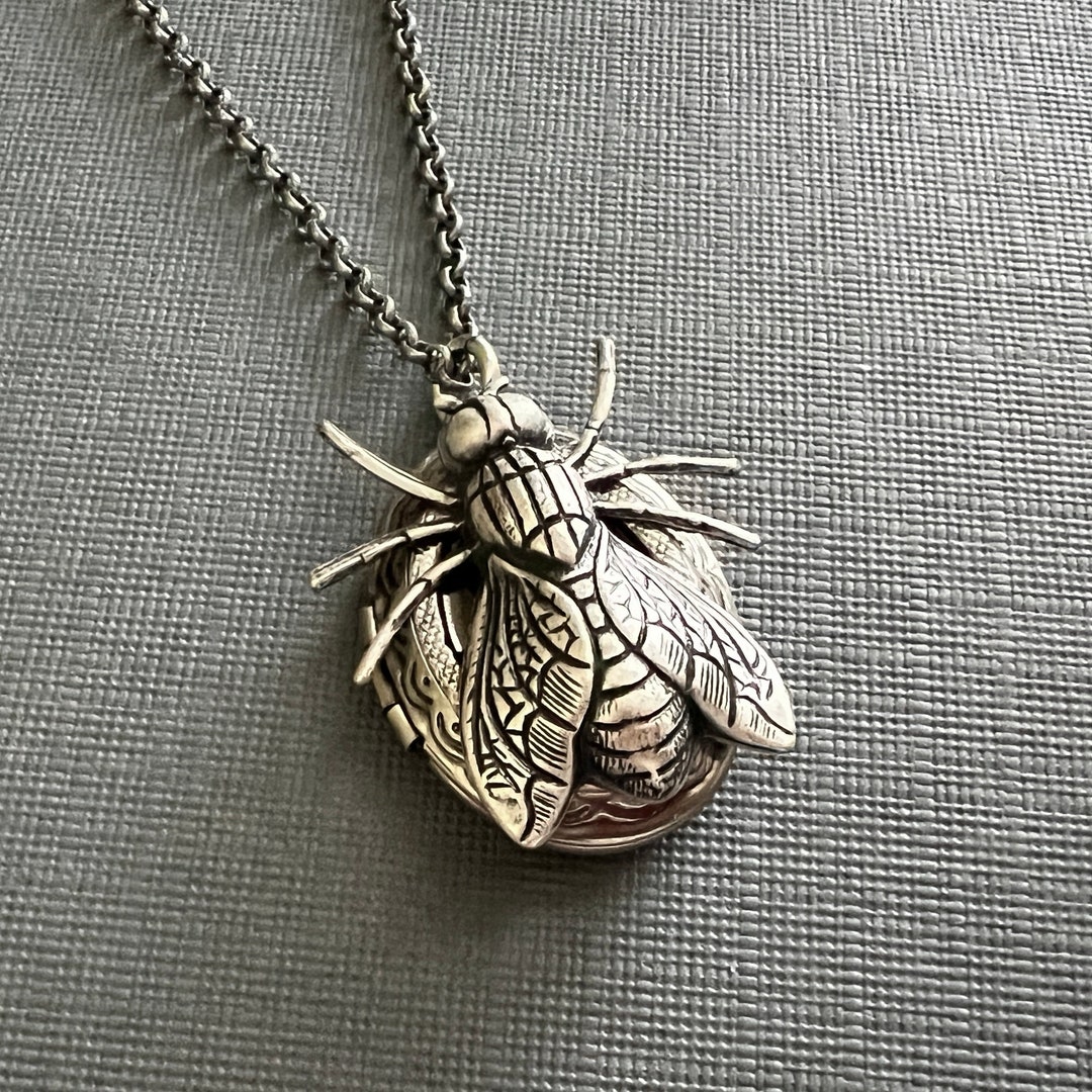 Silver Fly Oval Locket, Insect Wings, Goth Insect Jewelry, Entomologist ...