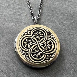 Celtic Floral Locket Necklace Round Pendant Celtic Jewelry Bridesmaid ...