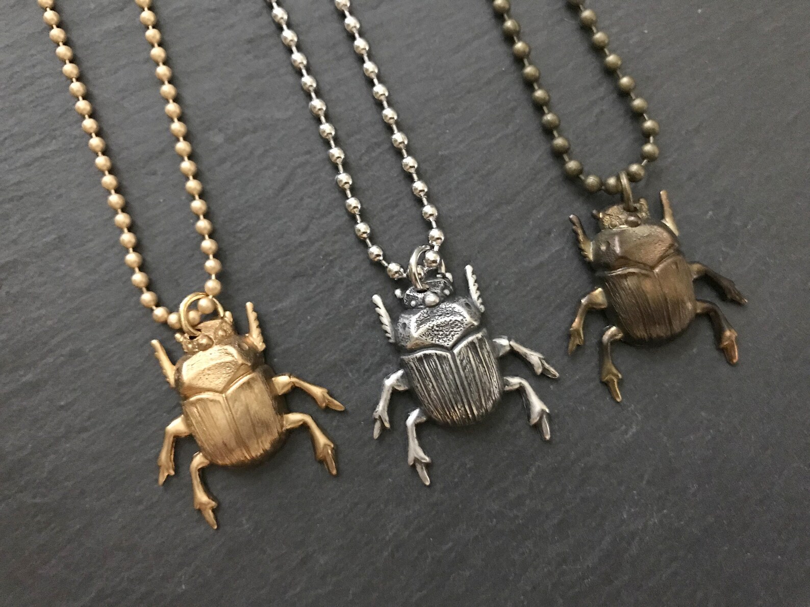 Beetle Necklace Silver Bug Patina Insect Gold Beetle Scarab - Etsy
