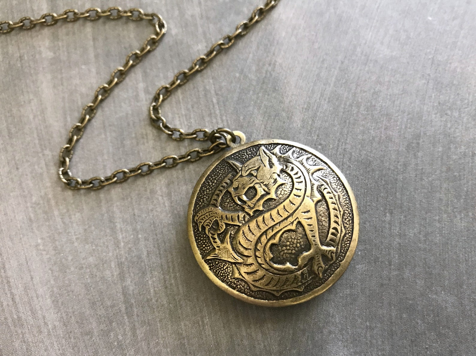 Dragon Hidden Locket Gothic Medieval Dragon Necklace Unisex - Etsy