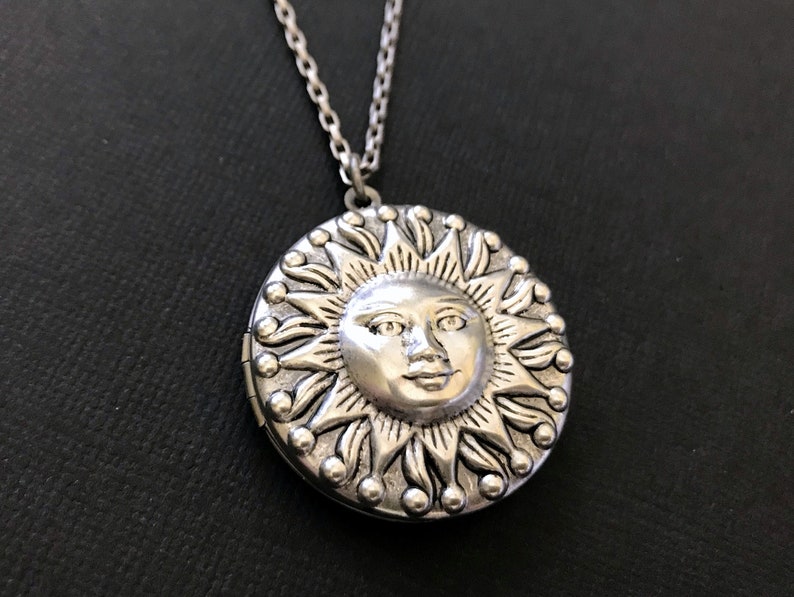 Silver Sun Hidden Locket Bright Star Unisex Gift Celestial | Etsy