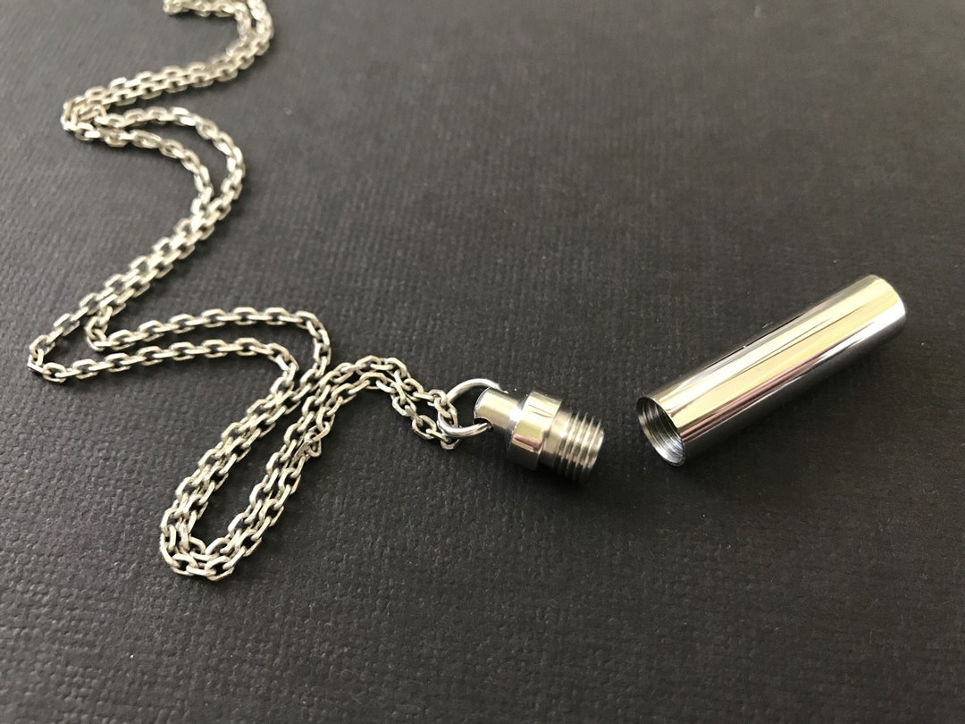 Cylinder Vial Necklace Secret Message Vial Cremation Ash Urn Stainless ...