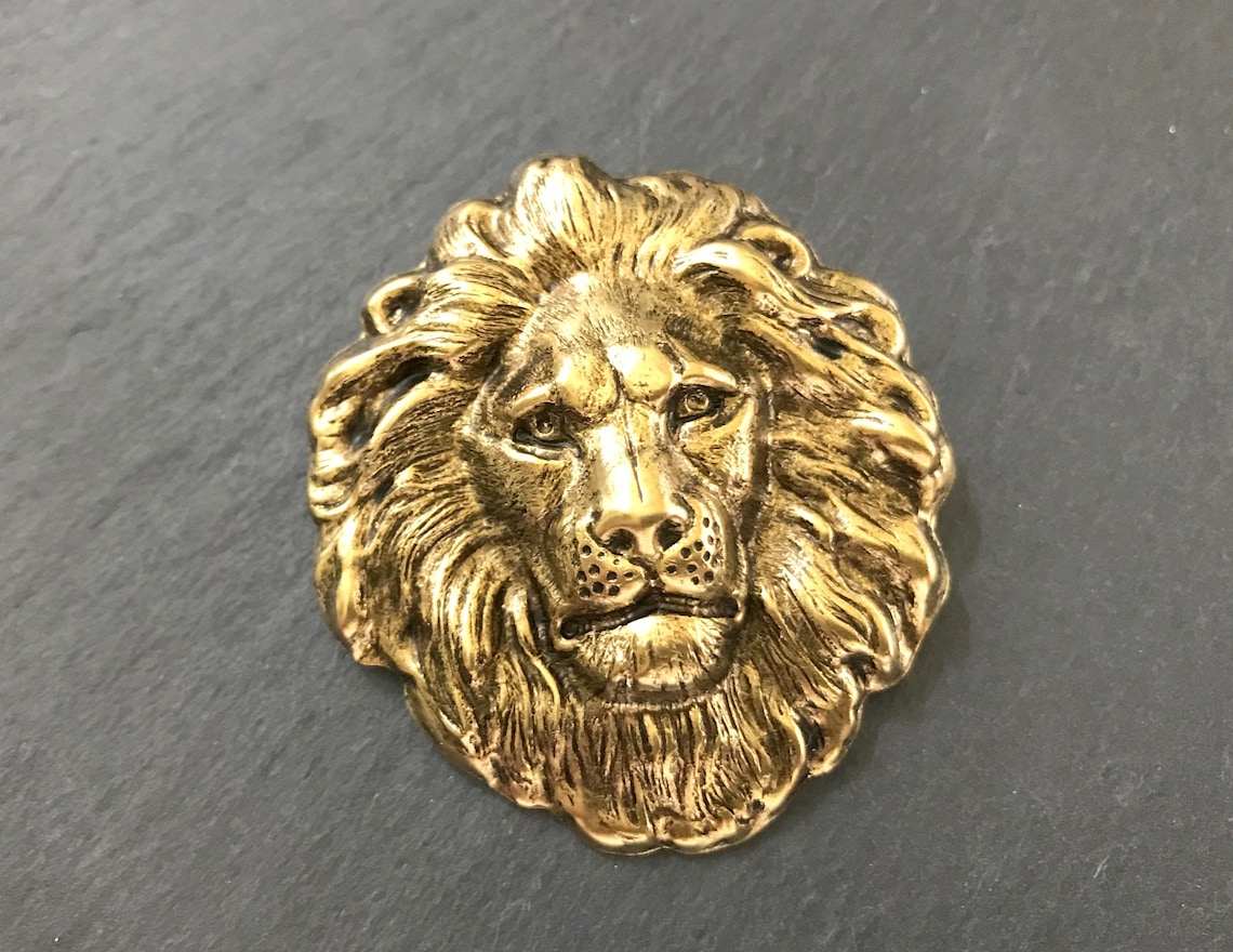 Lion Head Pin Leo Birthday Gift Zodiac LARGE Lion's Mane - Etsy
