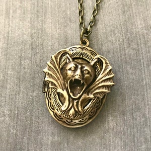 Vampire Bat Locket Gargoyle Gothic Jewelry Men's Goth Locket Creepy Bat ...