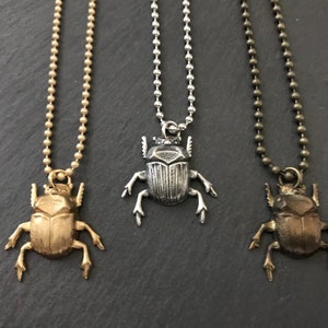 Beetle Necklace Silver Bug Patina Insect Gold Beetle Scarab Pendant ...