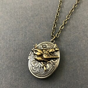 Little Bird Locket Vintage Style Botanical Locket Bird Lover Floral ...