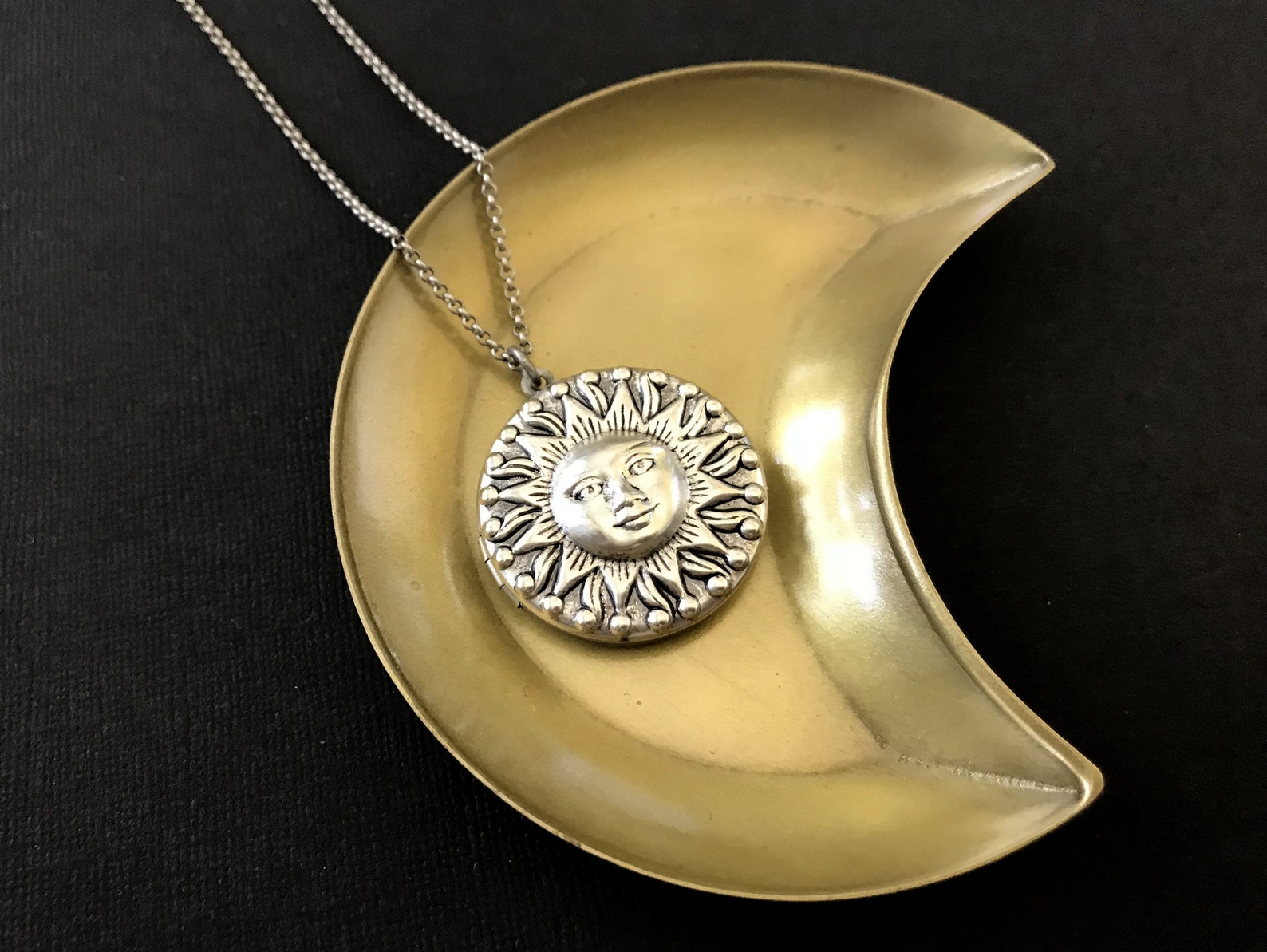 Silver Sun Hidden Locket Bright Star Unisex Gift Celestial | Etsy