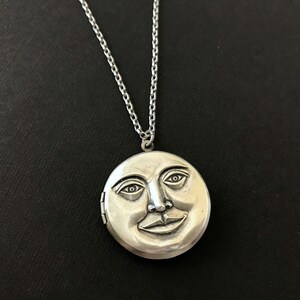 Silver Moon Hidden Locket Celestial Necklace Brass Full Moon Men's ...