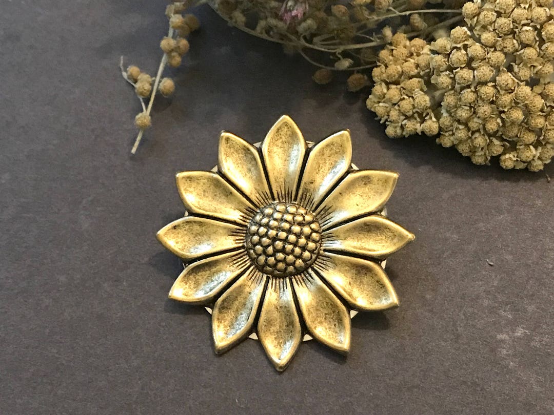 Sunflower Brooch Gold Wildflower Pin Nature Inspired Garden Flower ...