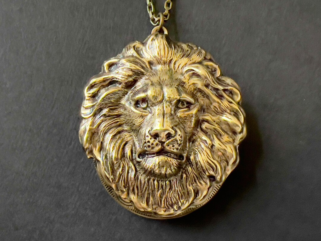 XL Lion Hidden LOCKET Lion's Mane Leo Birthday Majestic Animal Necklace ...
