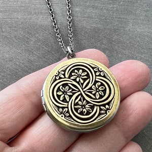 Celtic Floral Locket Necklace Round Pendant Celtic Jewelry Bridesmaid ...