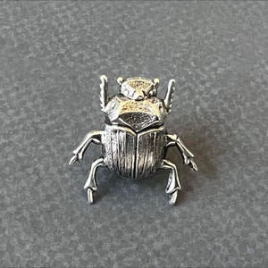 Beetle Tie Tack, Silver Beetle Brooch, Bug Lapel Pin, Brass Bug, Creepy ...
