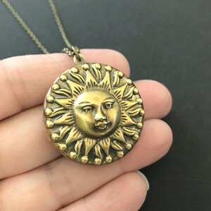 Bold Sun Hidden Locket Antique Brass Bright Star Unisex Gift Men's ...