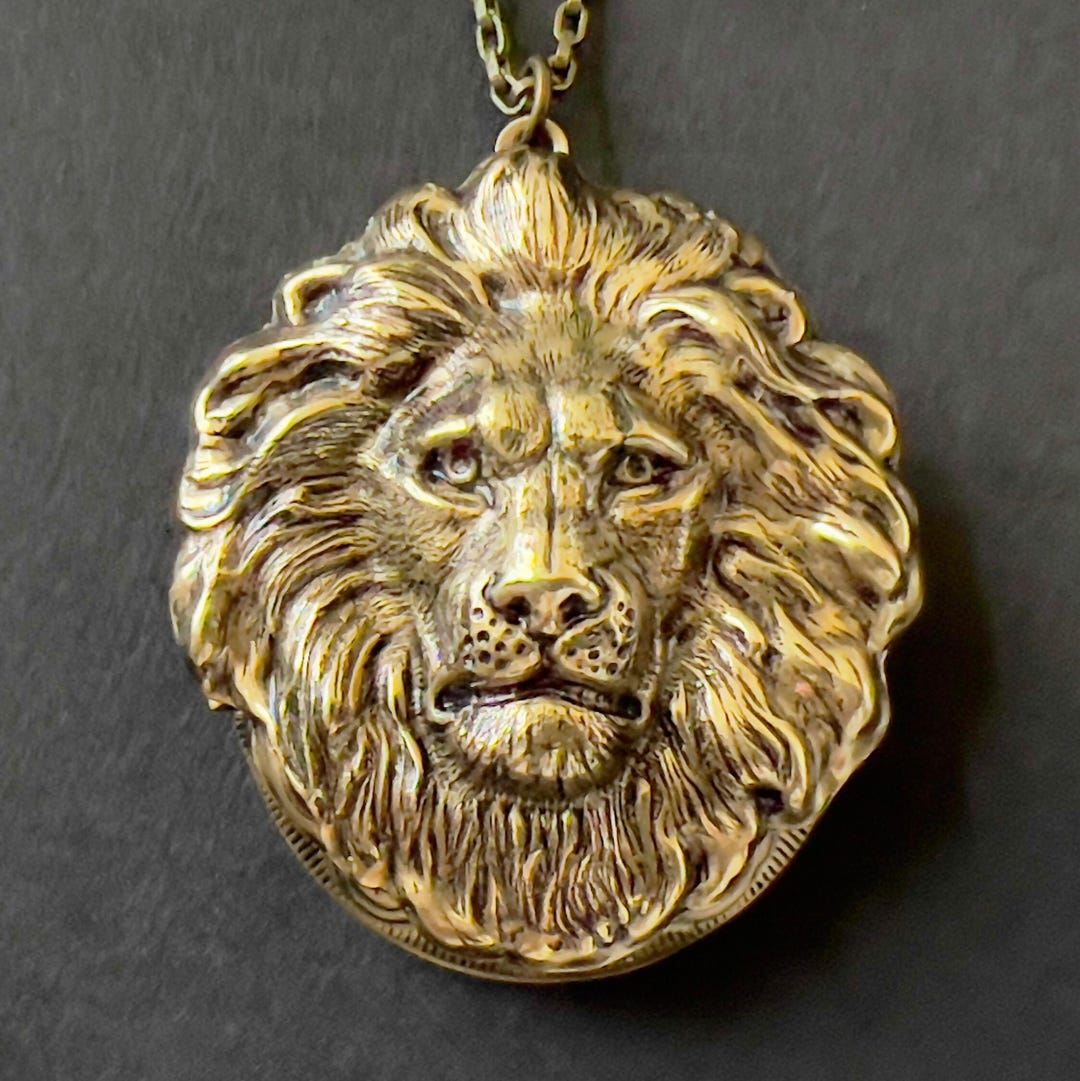 XL Lion Hidden LOCKET Lion's Mane Leo Birthday Majestic Animal Necklace ...